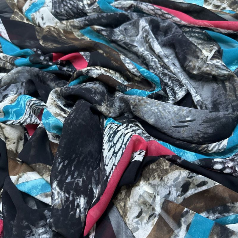 Tecido Musseline Estampado Snake Lines • Luema Tecidos